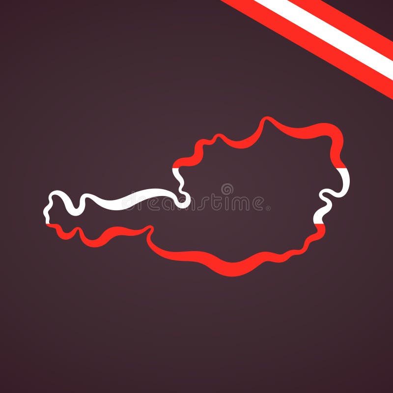 Austria - Outline Map and Corner Flag Stock Vector - Illustration of ...
