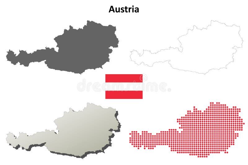 Austria outline map set stock vector. Illustration of country - 81539920
