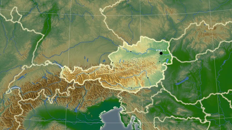 Austria Physical Map Isolated on White Stock Vector - Illustration of ...