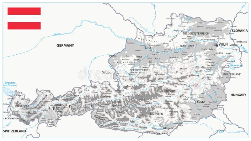 Austria Physical Map. No Text Stock Vector - Illustration of outline ...
