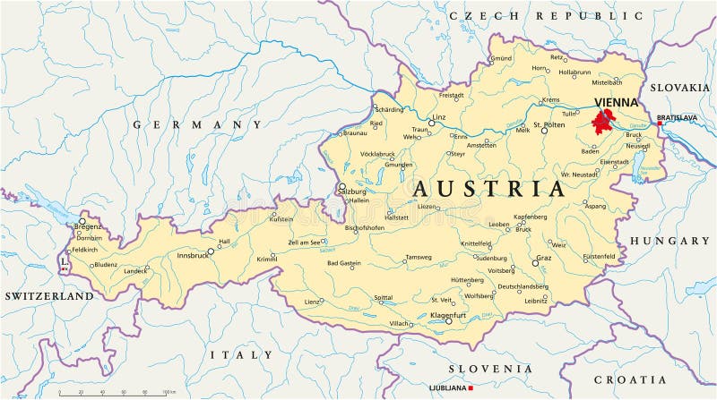 Lower Austria Political Map Stock Illustrations – 55 Lower Austria ...