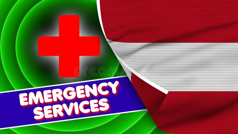 Austria Realistic Flag with Emergency Services Title Fabric Texture 3D ...