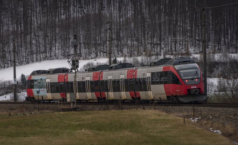 Austria Red Fast Passenger Trains in Micheldorf Station 02 10 2023 ...