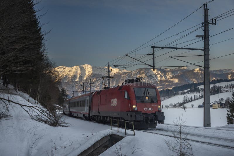 Austria Red Fast Passenger Trains in Spital am Pyhrn Station 02 10 2023 ...