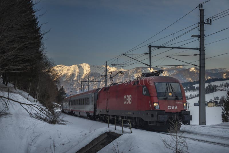 Austria Red Fast Passenger Trains in Spital am Pyhrn Station 02 10 2023 ...