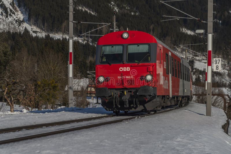 Austria Red Fast Passenger Trains in Ardning Station 02 10 2023 ...
