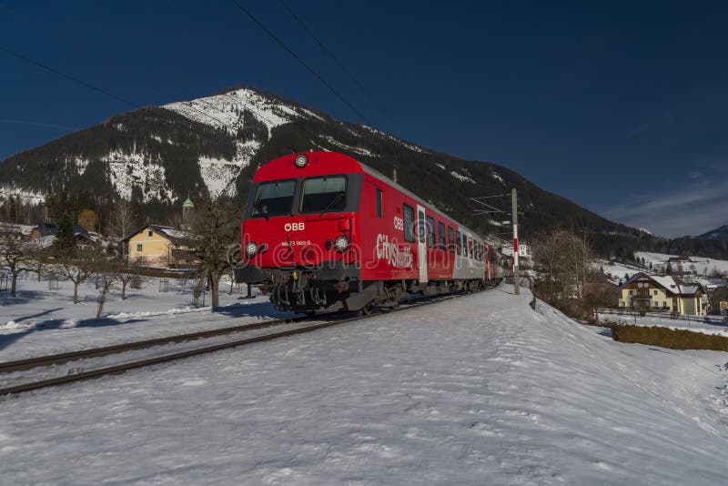Austria Red Fast Passenger Trains in Ardning Station 02 10 2023 ...