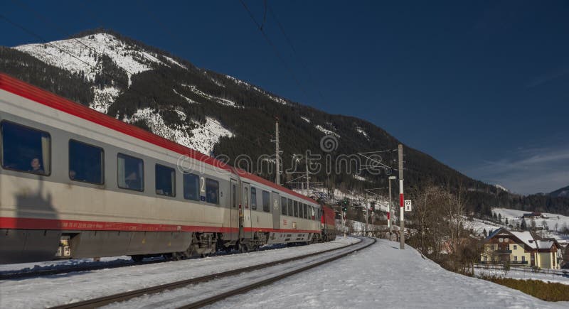 Austria Red Fast Passenger Trains in Ardning Station 02 10 2023 ...