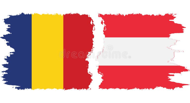 Austria and Romania Grunge Flags Connection Vector Stock Illustration ...