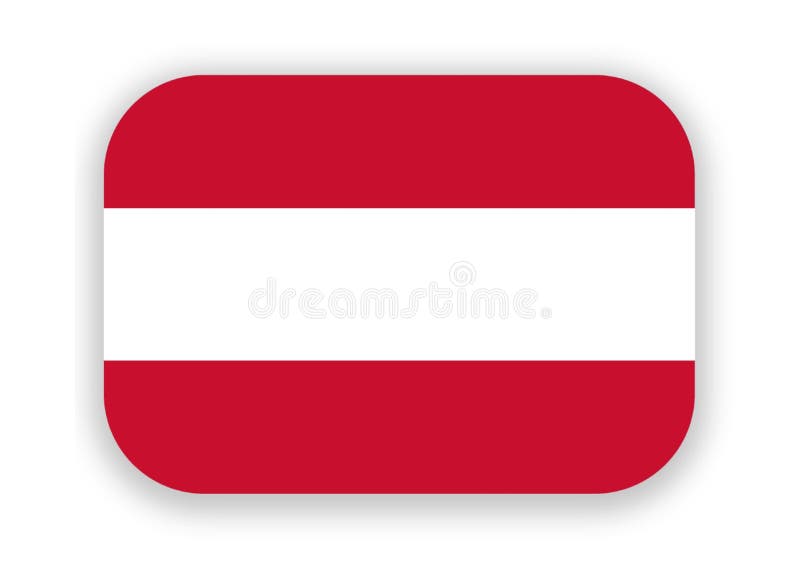Austria Rounded Rectangle Flag Icon with Shadow on White Background ...