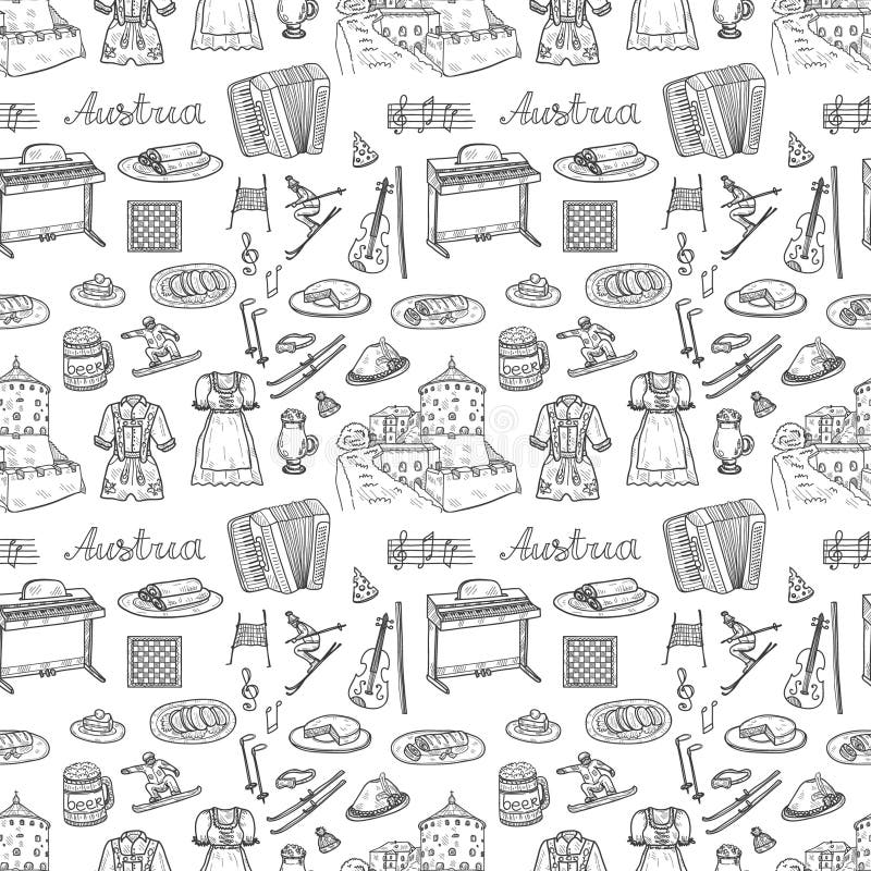Welcome to Austria pattern stock vector. Illustration of seamless ...