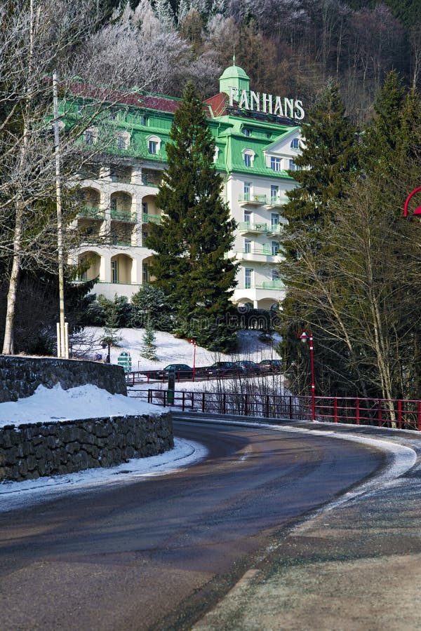Semmering, Austria In Winter. People Skiing On Snow Covered Slope In ...