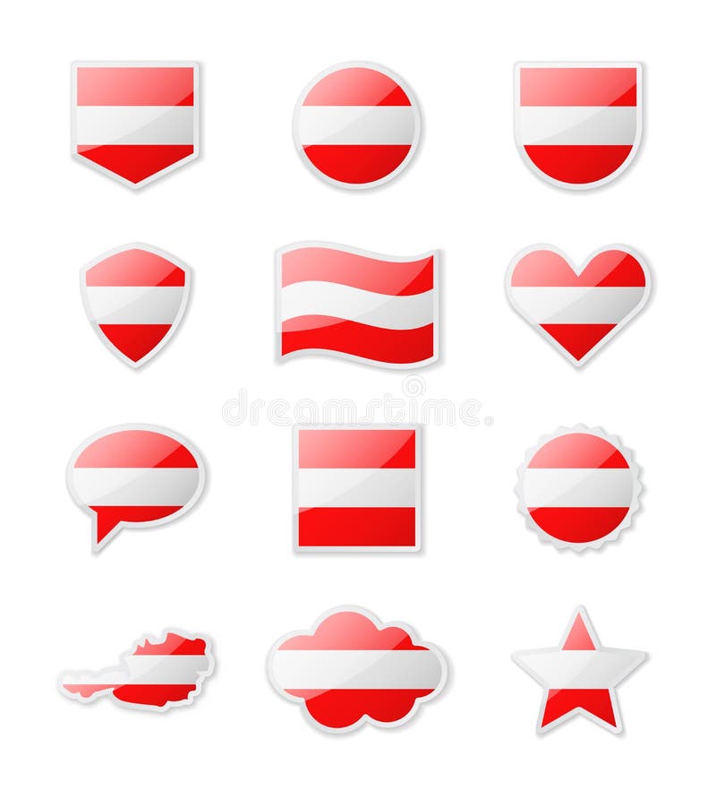 Austria - Set of Country Flags in the Form of Stickers of Various ...