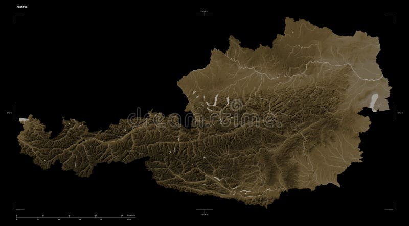 Austria Shape on Black. Sepia Stock Illustration - Illustration of ...
