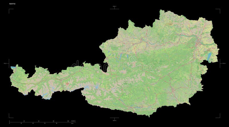 Austria Shape on Black. Topo Standard Stock Illustration - Illustration ...