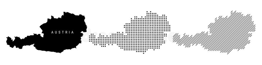Austria Silhouette Map and Two Patterns of Dots and Slanted Lines. Flat ...