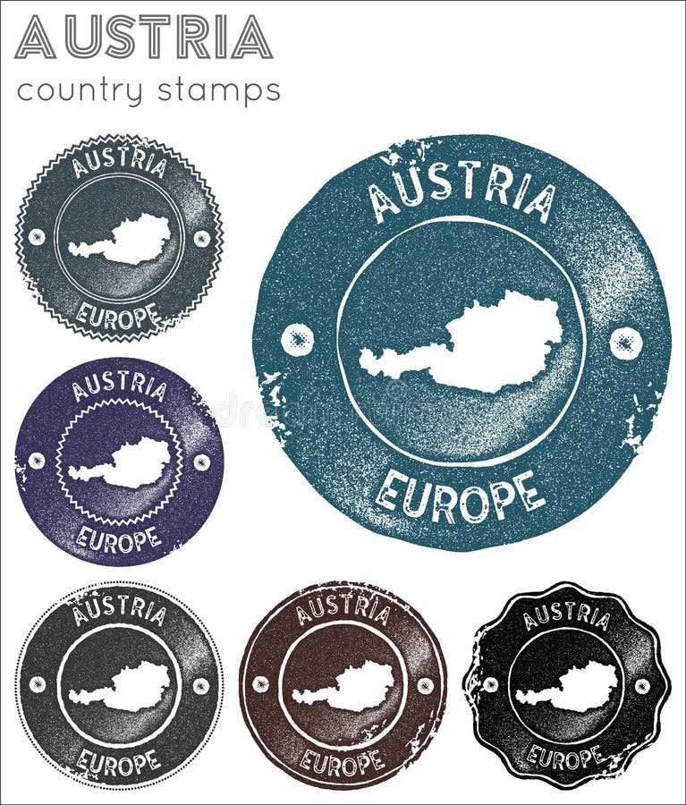 Austria stamps collection. stock vector. Illustration of country ...