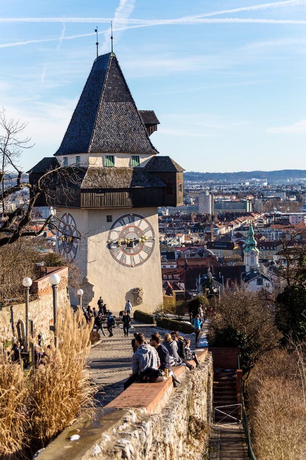 Austria, Styria, Graz Clock Tower Stock Image - Image of tower, view ...