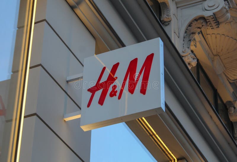 Austria; Vienna; October 21, 2018; HM Sign Board on the Building in ...