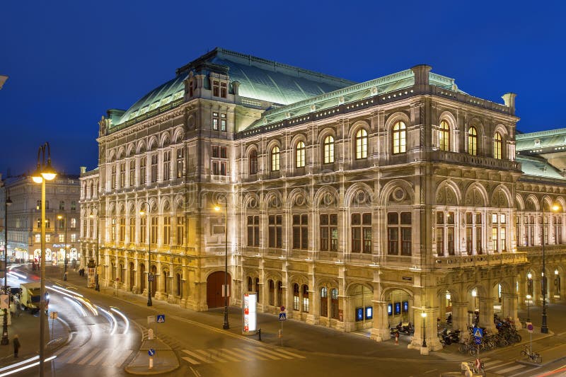 Vienna, Opera Square by Night Editorial Photo - Image of entertainment ...