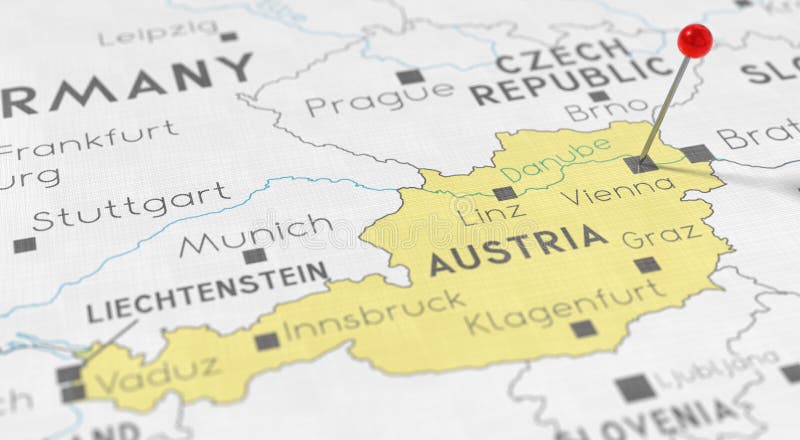 Austria, Vienna - Push Pin on Political Map Stock Illustration ...