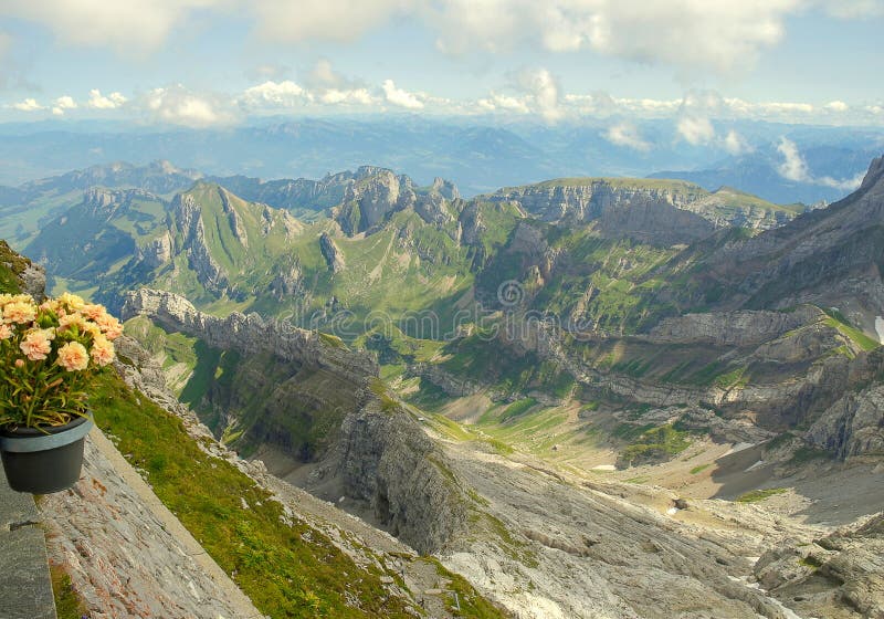 Austrian Alps and Flower Pot Stock Photo - Image of cliff, hiking ...