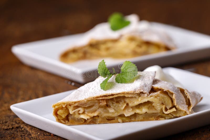 Austrian apple strudel stock photo. Image of dessert - 221068396