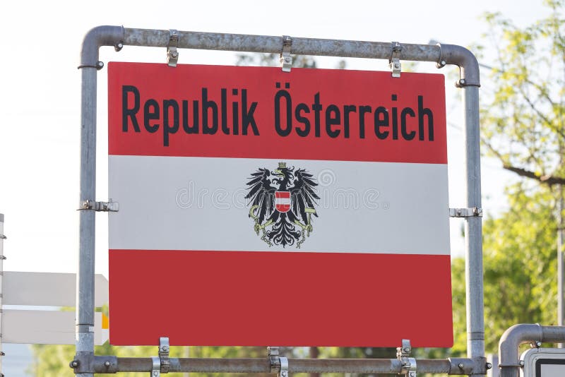 Austrian border sign stock photo. Image of national, sparse - 71194388
