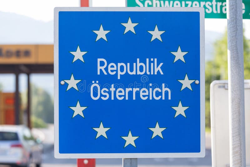 Austrian Border Sign with Eu Stars Stock Photo - Image of stars, flag ...