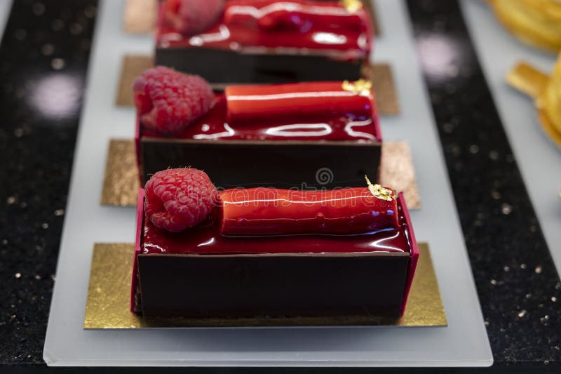 Austrian Desserts, Different Types of Chocolate and Fruit Cakes in Cafe ...