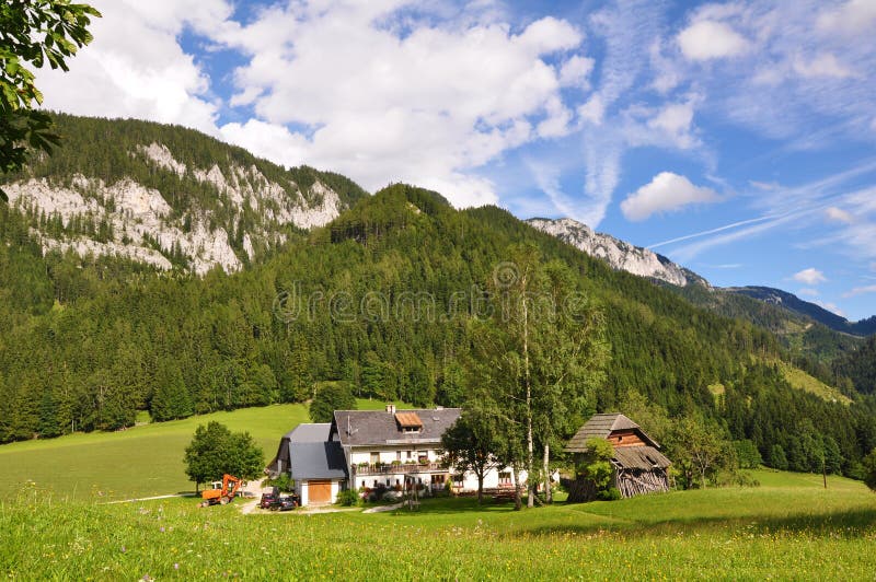 Austrian Farm House in the Mountains Stock Photo - Image of barn, city ...