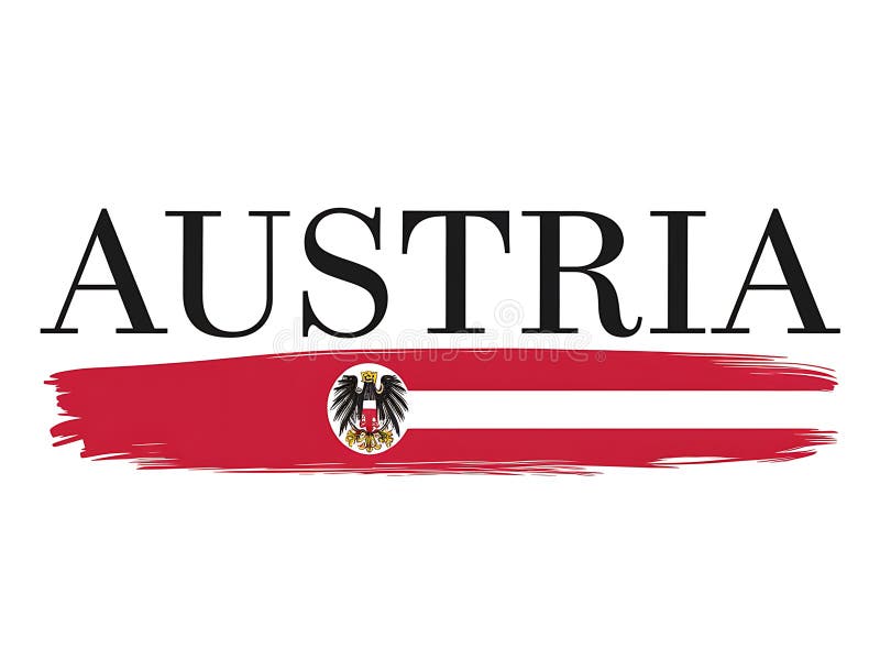 Austrian Flag with Country Name Displayed Above Stock Image - Image of ...