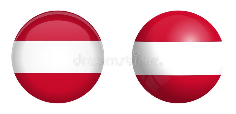 Austrian Flag Under 3d Dome Button and on Glossy Sphere / Ball Stock ...