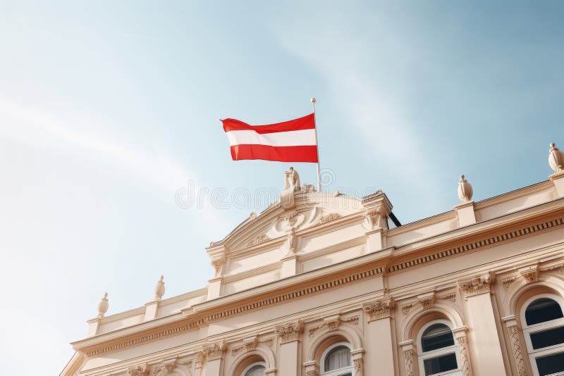 Austrian Flag Waving on Top of a Building Stock Illustration ...