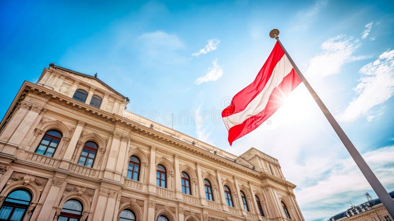 Austrian Flag Waving on Top of a Building Stock Illustration ...