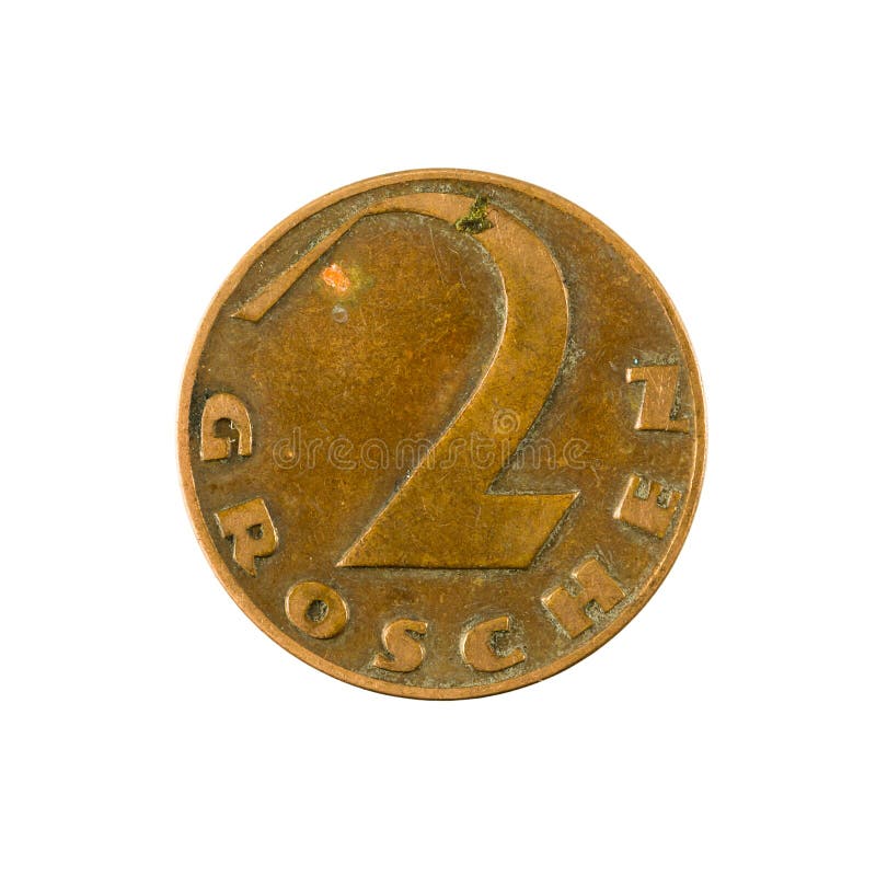 2 Austrian Groschen Coin 1926 Reverse Isolated on White Background ...