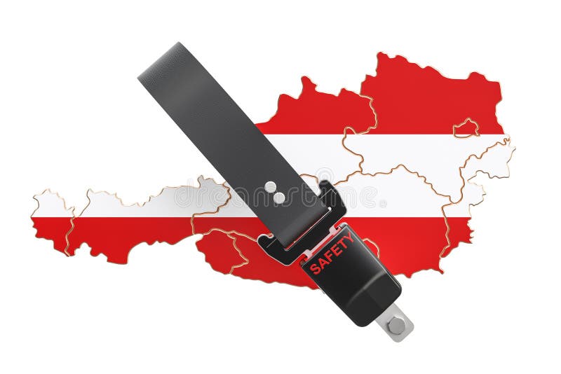 Austrian Map with Safety Belt. Security and Protect or Insurance Stock ...