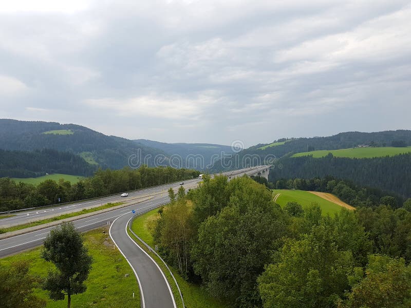 Austrian Mountains. Autobahn Stock Photo - Image of clouds, gray: 152251982