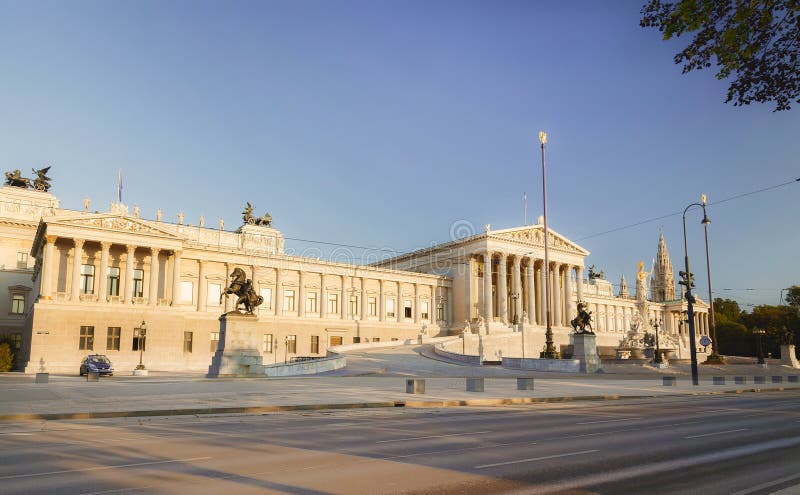 Austrian Parliament Building in the Early Morning, Stock Image - Image ...