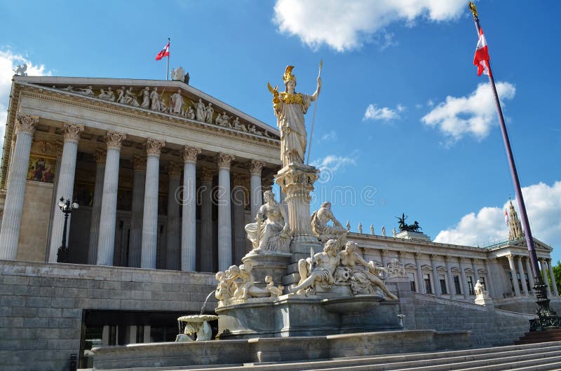The Austrian Parliament Building in Vienna Stock Image - Image of blue ...