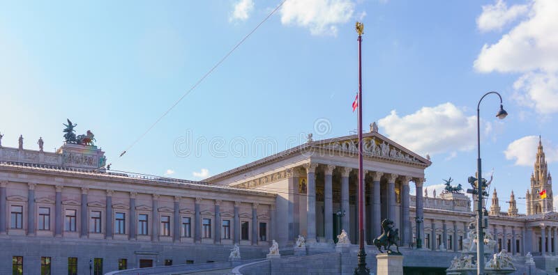Austrian Parliament Building in Vienna with Classical Architecture and ...