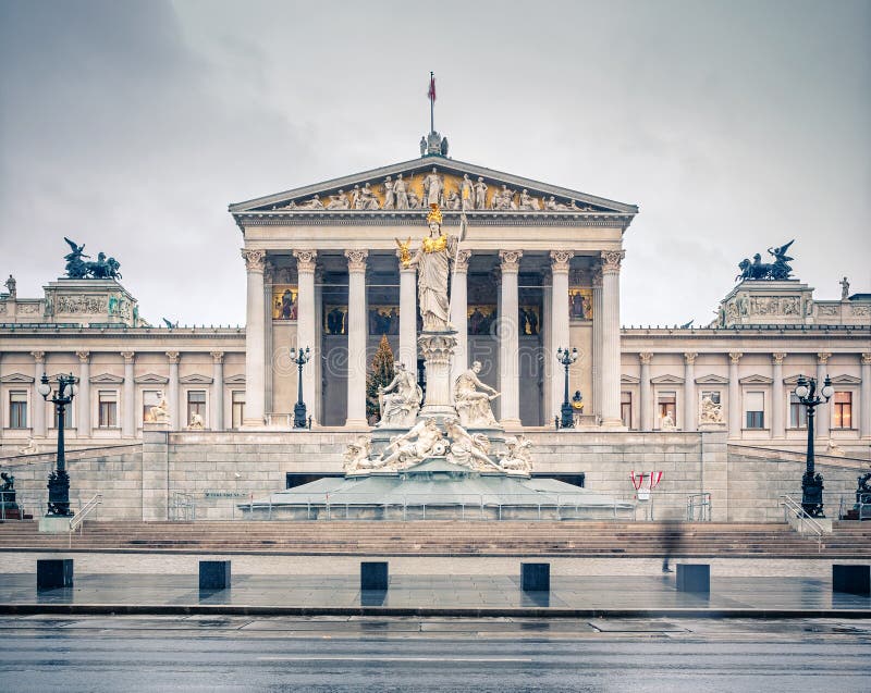 Austrian Parliament in Vienna Stock Photo - Image of architectural ...