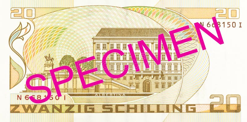 20 Austrian Schilling Bank Note Reverse Stock Image - Image of closeup ...