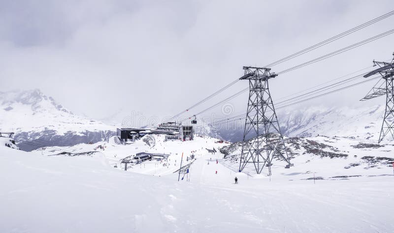 Austrian Ski Resort on the Edge of a Rock. Stock Image - Image of ...