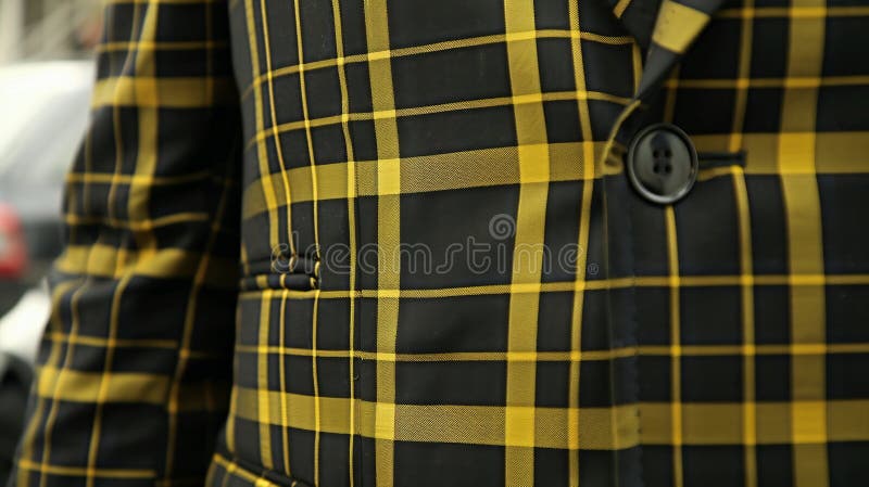 Austrian Type Wool Jacket Having Black and Yellow Checked Pattern. Warm ...