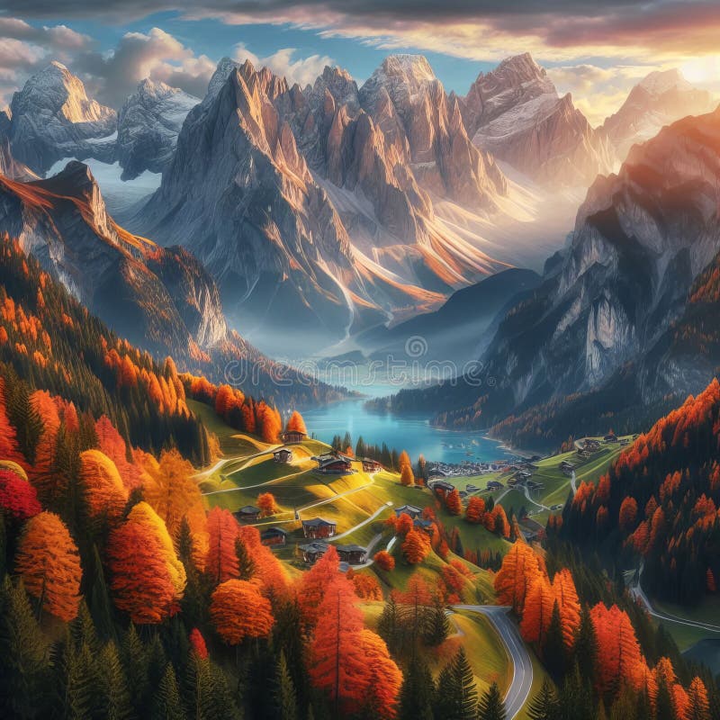 The Austrian Tyrol Austria Towering Mountain Peaks with a Stunni Stock ...