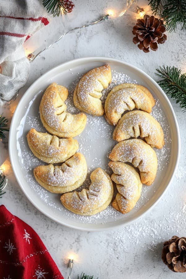 Austrian Vanilla Crescent Cookies on White Table Stock Photo - Image of ...