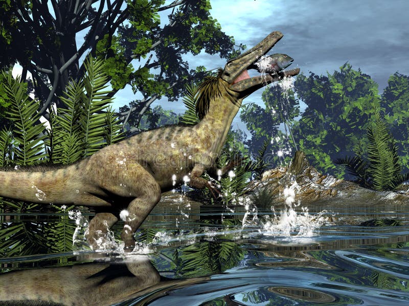 Austroraptor Dinosaur Fishing -3D Render Stock Illustration ...