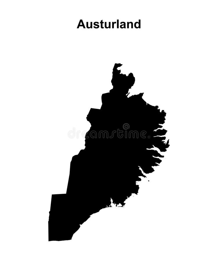 Austurland outline map stock vector. Illustration of boundary - 360431893
