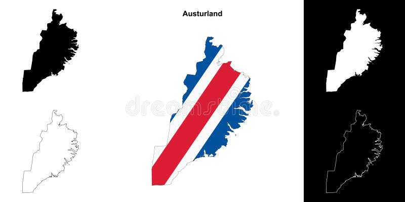 Austurland outline map stock vector. Illustration of silhouette - 323996738